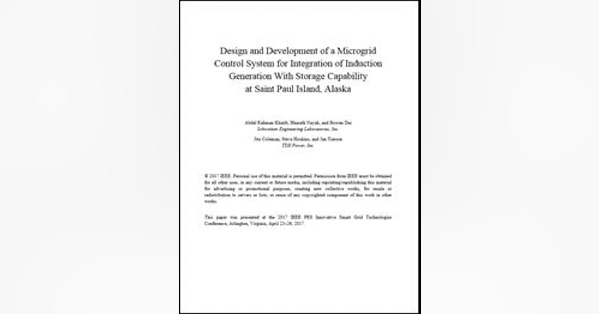 Design And Development Of A Microgrid Control System Microgrid Knowledge