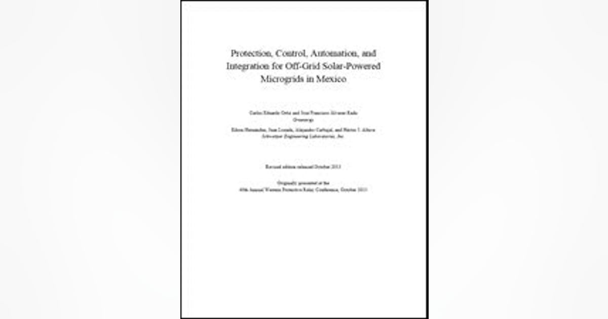 Protection Control Automation And Integration For Off Grid Solar